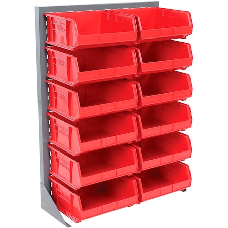 Global Industrial Singled Sided Louvered Bin Rack 35 x 15 x 50, 12 Red ...
