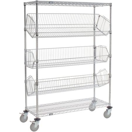 Nexel Steel Mobile Rack, 24 in D x 69 in H x 36 in W, Silver 832207 | Zoro