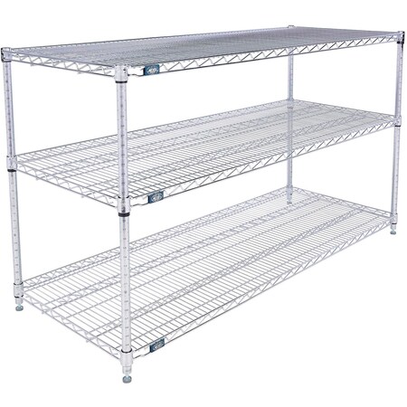 Nexel 3 Shelf, Chrome Wire Shelving Unit, Starter, 60inW x 24inD x ...