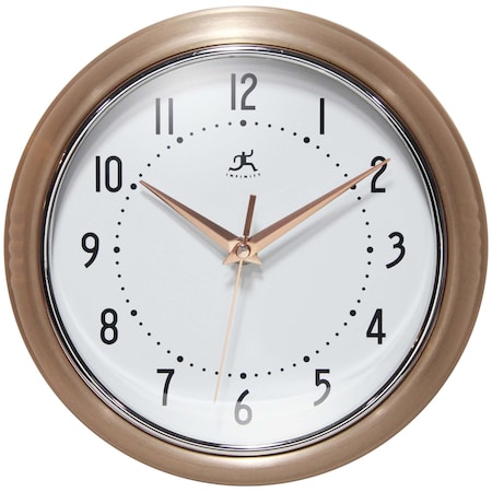 Infinity Instruments Retro Round Copper - 9.5" Retro Metal Wall Clock ...