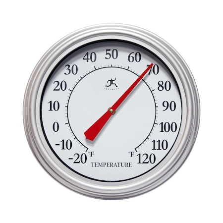 Infinity Instruments Silvertide - 12” Round Silver Thermometer, Glass ...
