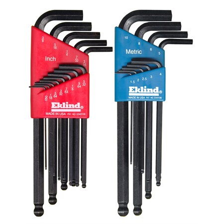 Eklind 22 Piece Combination SAE and Metric Long Ball End Hex Key Sets ...