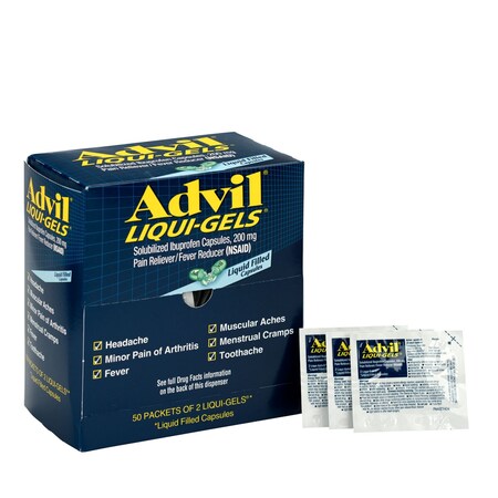 First Aid Only Advil LiquiGels, 50x2/box 16902 | Zoro