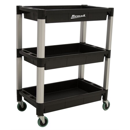 Homak Homak Mfg. Utility Cart 30 in. x 16 in. 3-Shelf Plastic ...