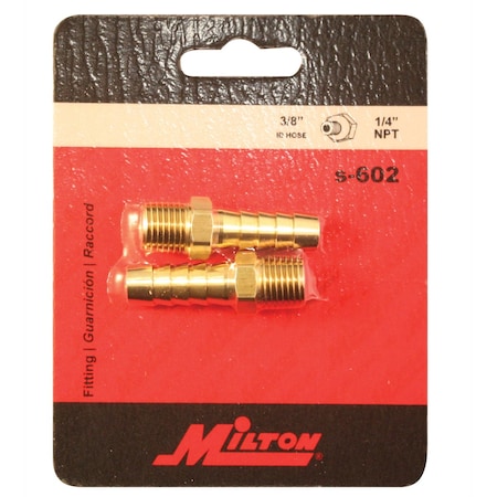 Milton Male Brass Hose End 3/8"Id HoseX1/4"Npt MILS602 | Zoro