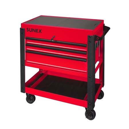 Sunex Â® Tools 3-Drawer Utility Cart w/ Sliding Top, Red 8035XT | Zoro