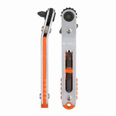 Vessel Extra Low-Profile Bent-up Head Ratchet Screwdriver with Extra ...