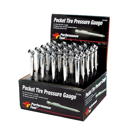 Performance Tool Pencil Type Tire Pressure Gauge, 25 Piece DIsplay ...