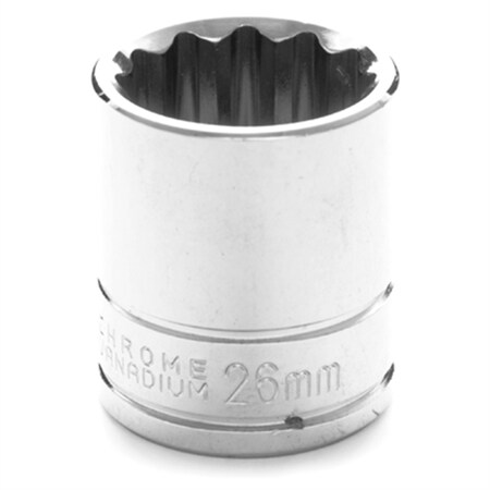 Performance Tool Chrome Socket, 1/2" Drive, 26mm, 12 Point, Shallow ...