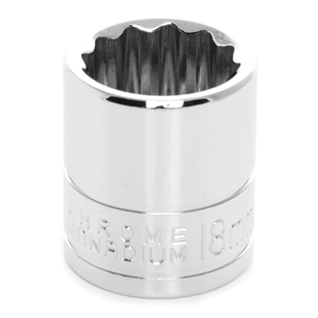Performance Tool Chrome Socket, 3/8" Drive, 18mm, 12 Point, Shallow ...