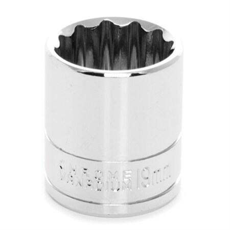 Performance Tool Chrome Socket, 3/8" Drive, 19mm, 12 Point, Shallow ...
