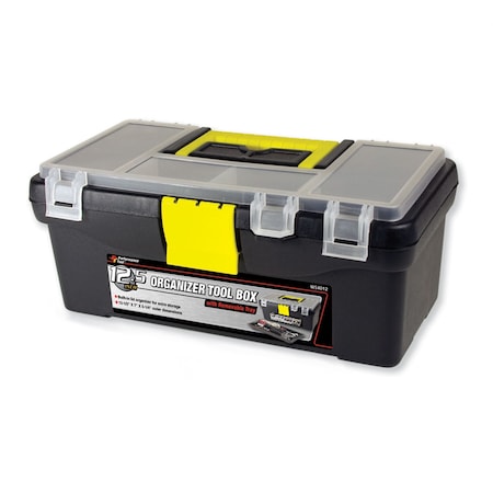 Performance Tool Tool Box, Plastic, Black/Yellow, 12-1/2 in W x 7 in D ...