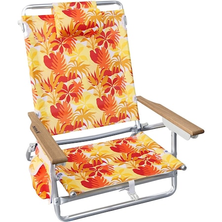 Hurley Deluxe Backpack Wood Arm Beach Chair, Chuns, Tangerine ...