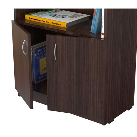 Inval Wall Unit / Bookcase 62.99 in. H 4-shelf with 2 Doors in Espresso ...
