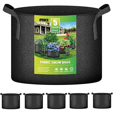Ipower 5-Gallon Fabric Aeration Pots Container with Strap Handles ...