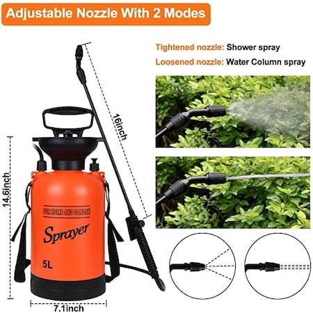 Ipower 1.3 Gallon Lawn and Garden Pump Pressure Sprayer with Pressure ...