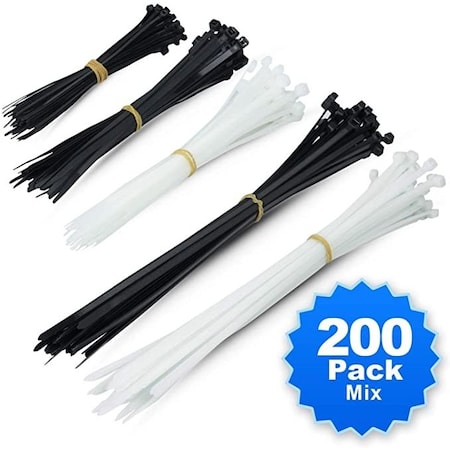 Ipower Cable Tie Assortment, 6 in, 8 in, 12 in L, Black, White, Nylon ...
