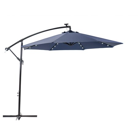 Sun-Ray 10 ft. Offset Aluminum Solar Umbrella - Cross Base - Navy ...