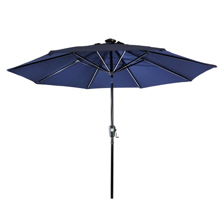 Sun-Ray 9 ft. Round Next Gen Solar Lighted Umbrella, Navy 801052 | Zoro