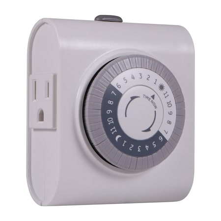 Ge GE 24hr Mechanical Timer, 2-Grounded Outlets, White 15075 | Zoro