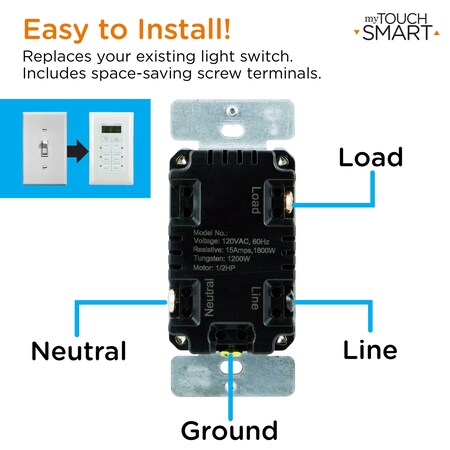 Jasco myTouchSmart Simple Set In-Wall Digital Timer 26893-P1 | Zoro