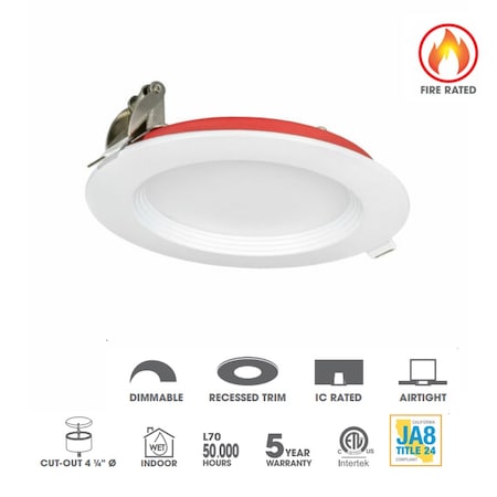 Jesco LED 4'' Fire Rated Round Shallow Regressed 12W 90CRI Downlight ...