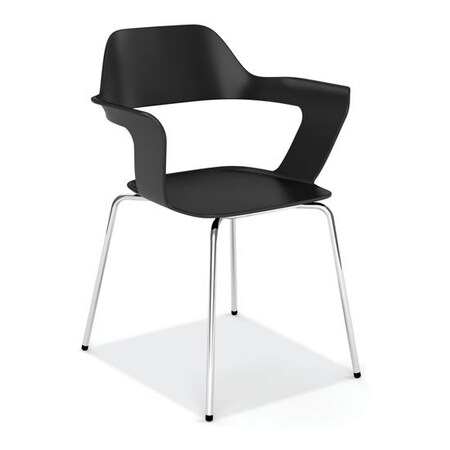 Officesource Zella Collection Stackable Chair with Chrome Frame 6054BK ...
