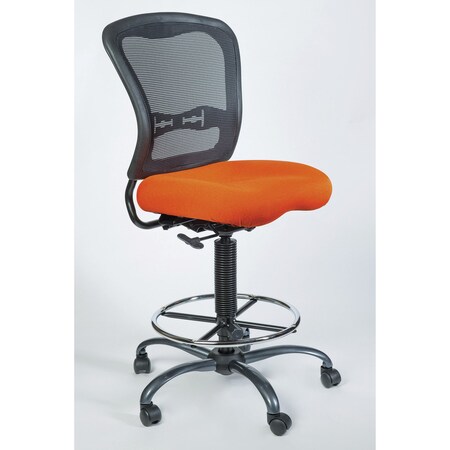 Officesource Armless, Mesh Back Task Stool with Black Upholstered Seat ...