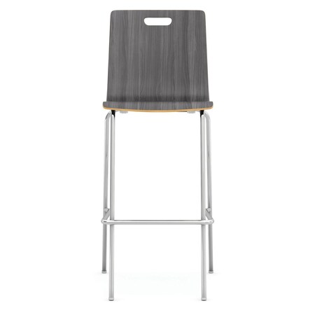 Officesource Bleecker Street Cafe Seating, High Back Wood Stool, Hand ...