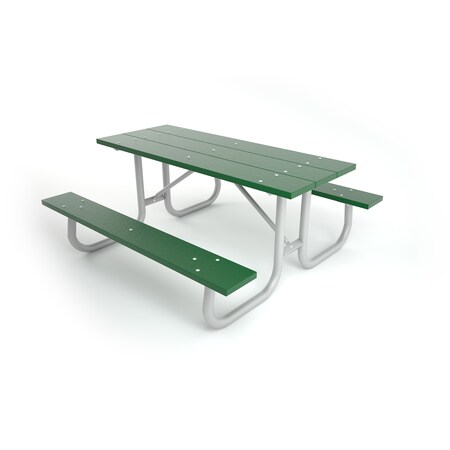 Frog Furnishings Green 6' Galvanized Frame Table with Galvanized Frame ...