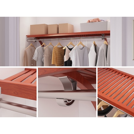 John Louis Home Solid Wood 12in. Deep 6ft. Shelf with Bar Kit Red ...