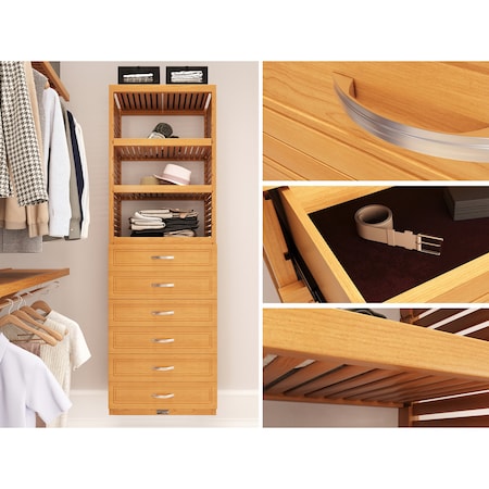 John Louis Home Solid Wood 12in. Deep 5 Drawer Storage Tower Honey ...