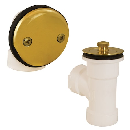 Jones Stephens Polished Brass Two-Hole Lift and Turn Bath Waste Kit ...