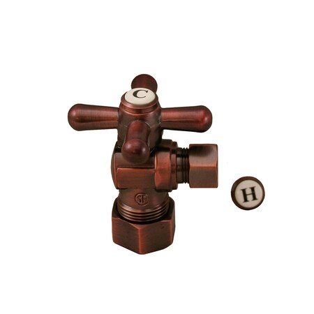 Jones Stephens Old World Bronze Quarter Turn Angle Stop 5/8" OD x 3/8 ...