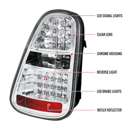 Spec-D Tuning 05-06 Mini Cooper LED Tail Lights Chrome Housing LT ...