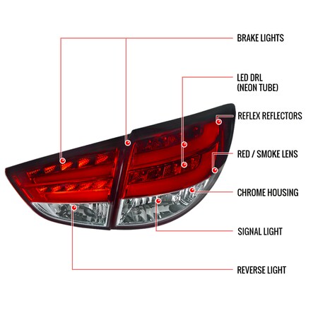 Spec-D Tuning 10-Up Hyundai Tucson LED Tail Lights Red LT-TUC10RLED-TM ...