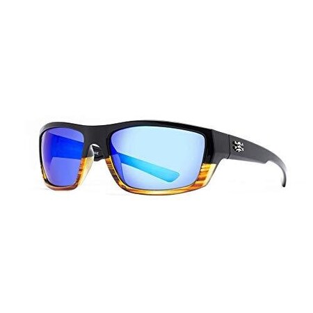 Calcutta Shock Wave Sunglasses Wood Grain Fade Frame Blue Mirror Lens ...