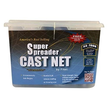 Fitec Ss1000 Super Spreader Cast Net Clear Mono 14 Mesh, 4' Coated ...