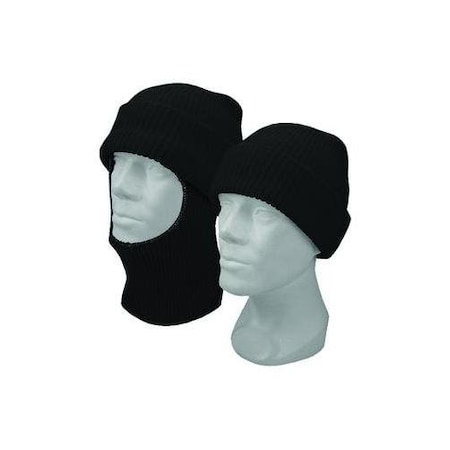 Hot Shot Acrylic Knit Eski Cap WPull Down Face Mask 230R-BLK | Zoro
