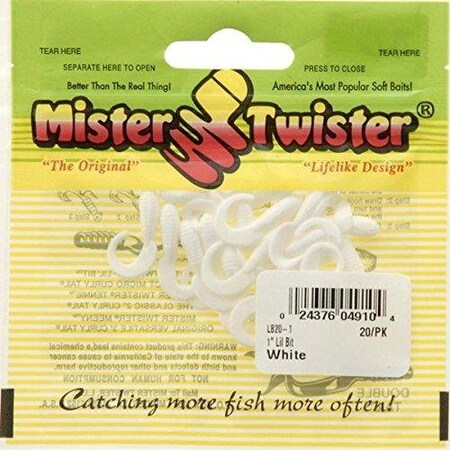 Mister Twister Lil' Bit Curly Tail Grub, 1, White, 20PK LB20-1 | Zoro