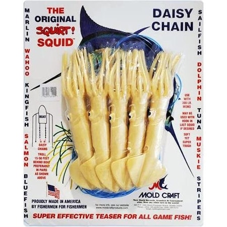 Mold Craft Squid Daisy Chain, 9, 5 Squid, 300 Lb Mono, No Hook, Golden ...