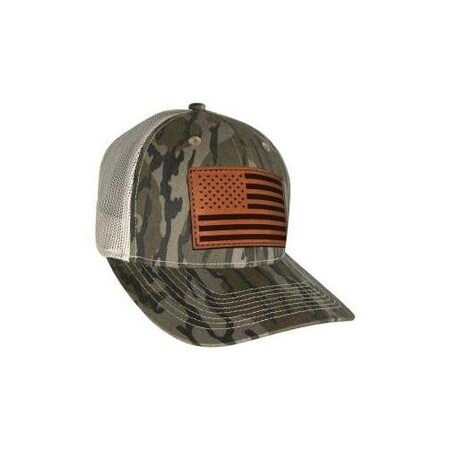 Outdoor Cap Meshback Cap With American Flag Leather Patch On Front ...