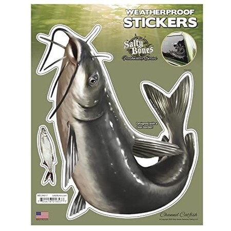 Salty Bones Mega Decal 85 X 11, Channel Catfish Left Facing MEGA4017 | Zoro