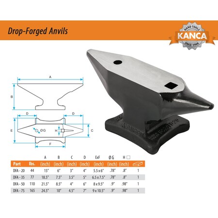 Kanca Drop Forged Anvil 75 Kg - 165 Lbs (DFA-75) | Zoro