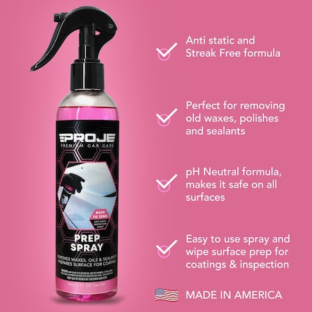 Proje Premium Car Care Prep Spray 8oz - Surface Prep Spray - Safe on ...
