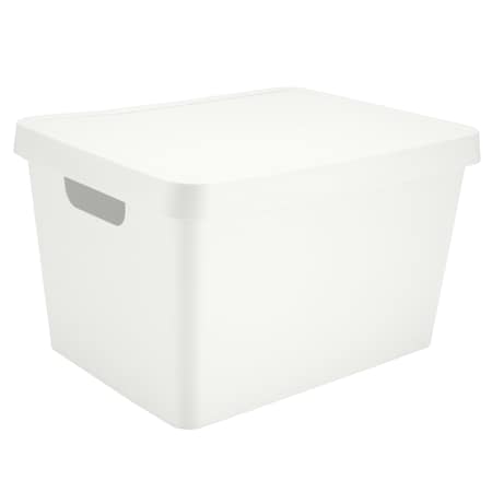 Simplify Storage Tote W/ Lid, 10-7/8 in L x 14-1/2 in W x 10-7/8 in H ...