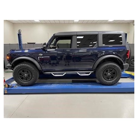 N-Fab With Drop Down Steps 3 Round Bent Gloss Black Powder Coated Steel ...