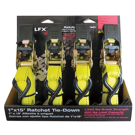 Trailfx TIE DOWNS Cargo Tie Down 15 Foot Length X 1 Inch Width 500 ...