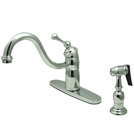 Kingston Brass Mono Block Kitchen Faucet W/ Brass Sprayer, Chrome ...