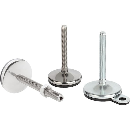 Kipp Levelling Foot, Form:A M12X50, D=60, Steel, Comp:Rubber K0739 ...